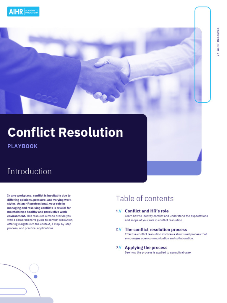 Conflict Resolution Playbook for HR | PDF | Mediation | Conflict Resolution