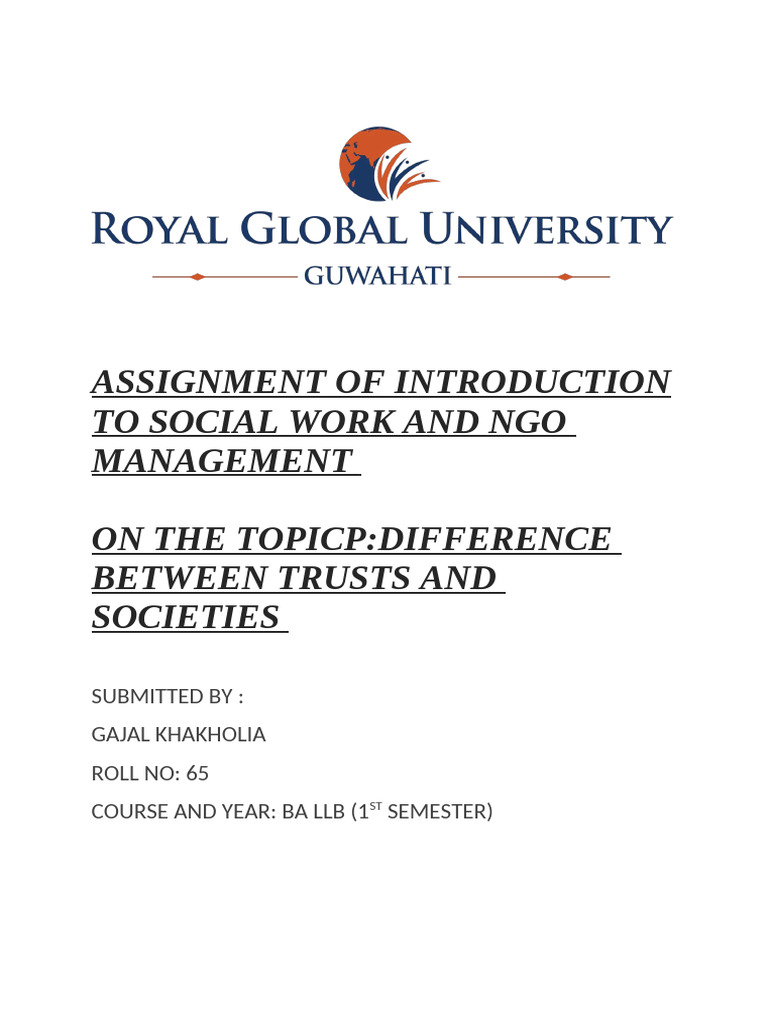 Assignment of Introduction To Social Work and Ngo Management | PDF ...