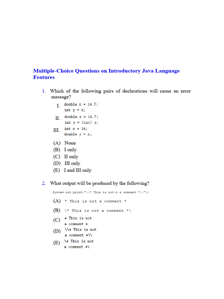 Ap Cs Java Basics Mcqs Pdf Boolean Data Type Mathematical Logic