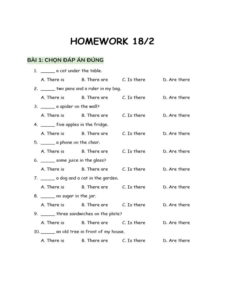 3 - 18_2 - HW THERE IS ARE + SS + TOBE VING | PDF