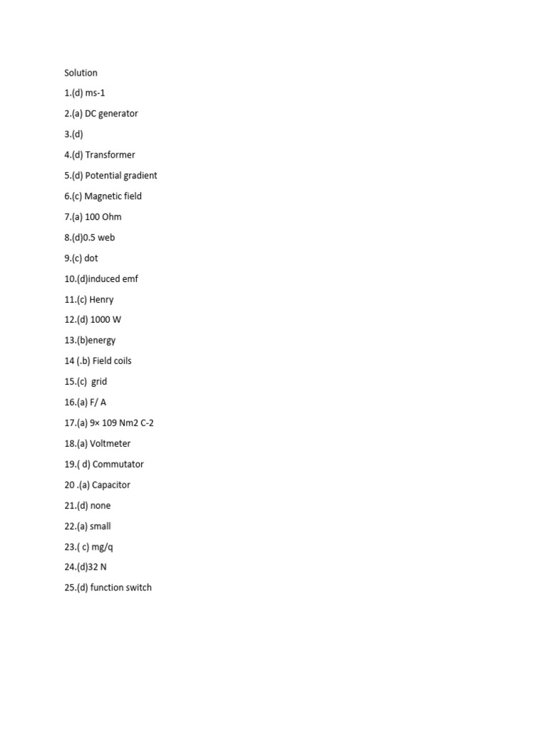 Physics MCQ Answer Key | PDF