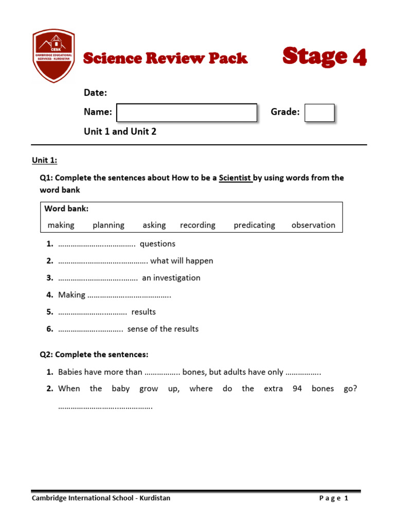Stage 4 Science Review Pack Term 1 Final2021-2022 | PDF | Liquids | Boiling