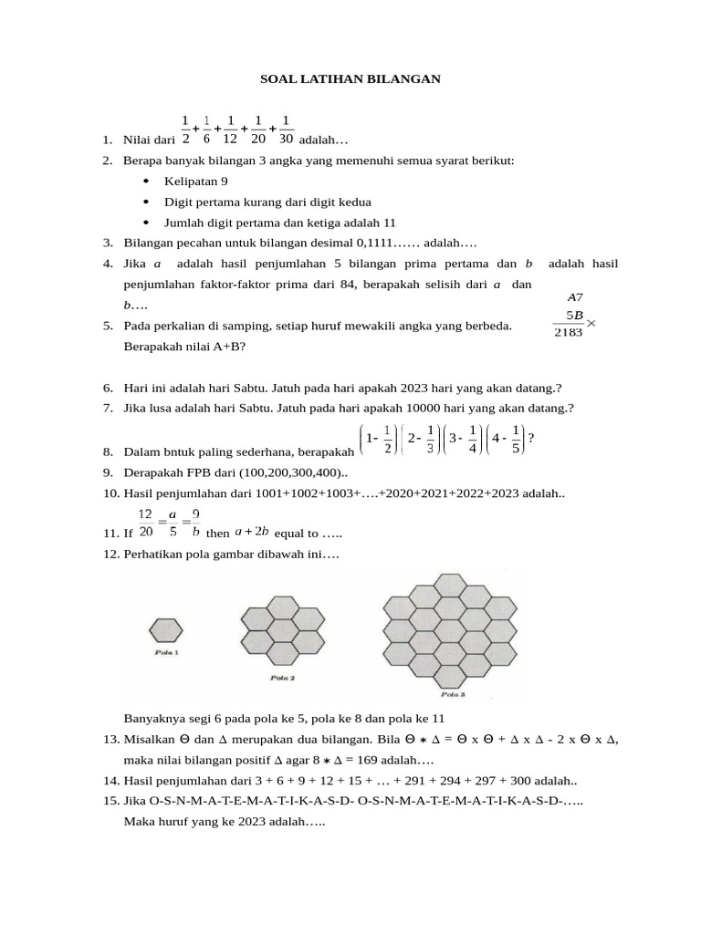 Soal Teori Bilangan SD | PDF
