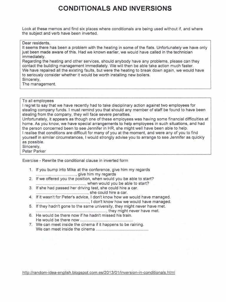 Conditionals and Inversions | PDF