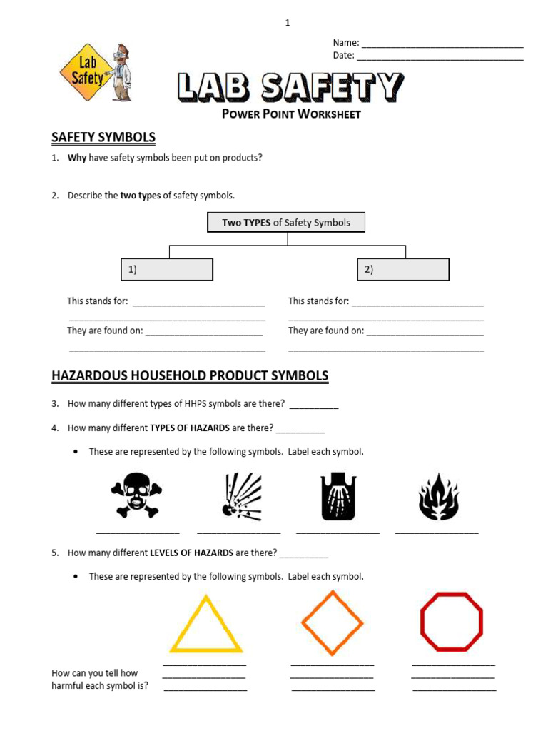 13 - Lab Safety - PowerPoint Worksheet | PDF | Working Conditions | Safety