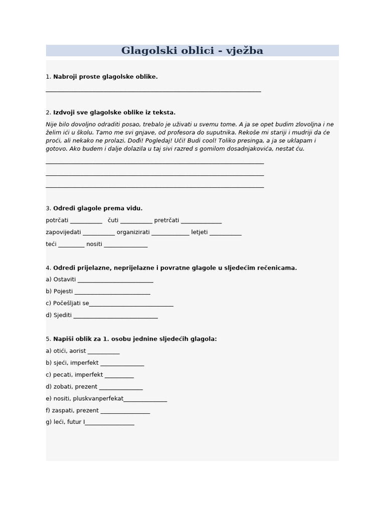 Nastavni Listic VII Razred | PDF