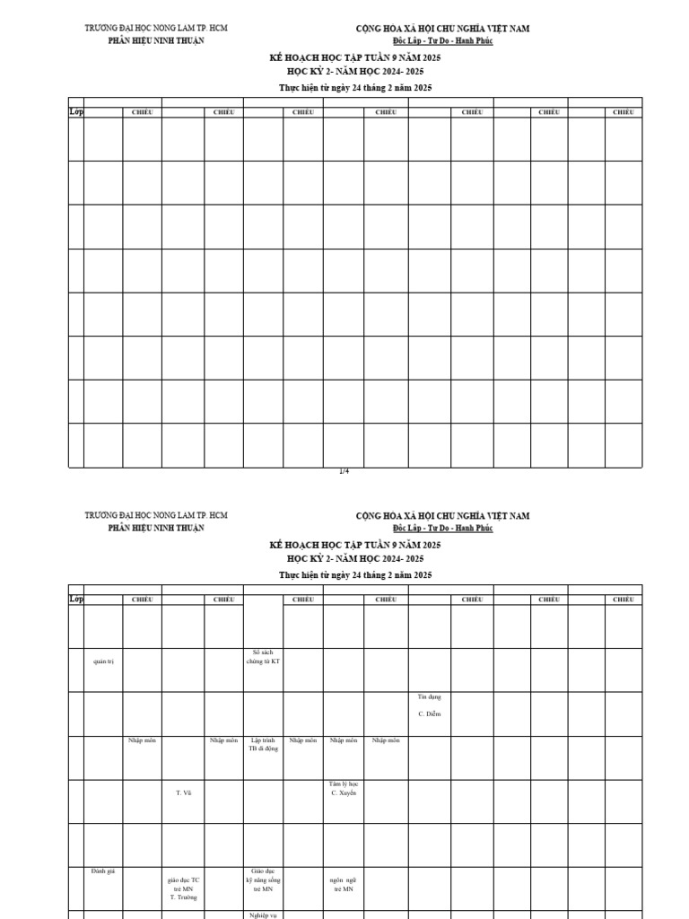 TKB - Tuan - 09 (24 - 02 - 2025 - 02 - 3 - 2025) | PDF