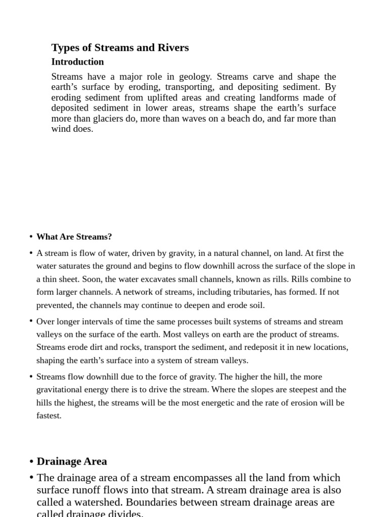 Types of Streams and Rivers | PDF | Stream | Erosion