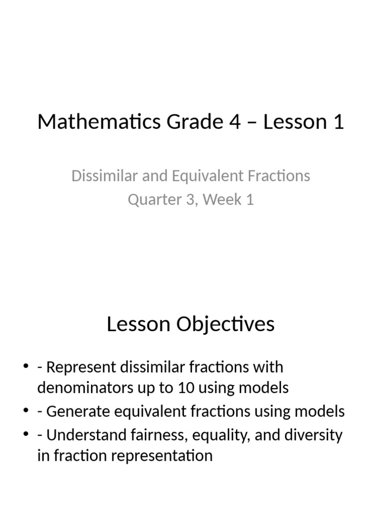 Mathematics Lesson 1 Fractions | PDF