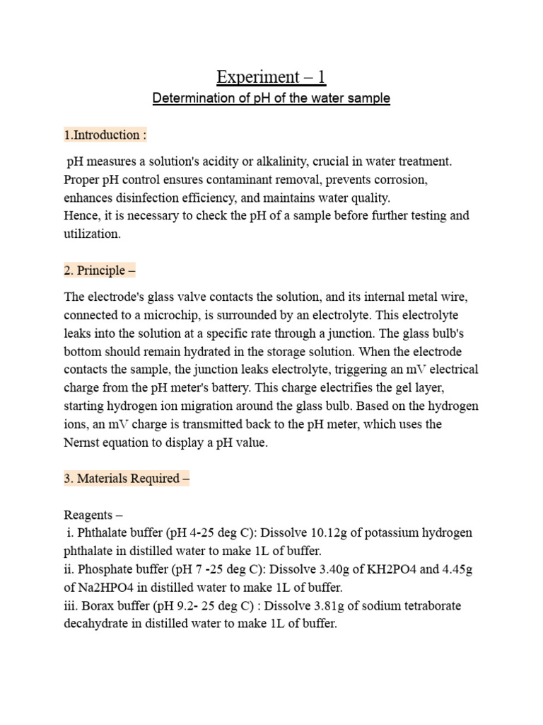 Experiment – 1 | PDF | Ph | Buffer Solution