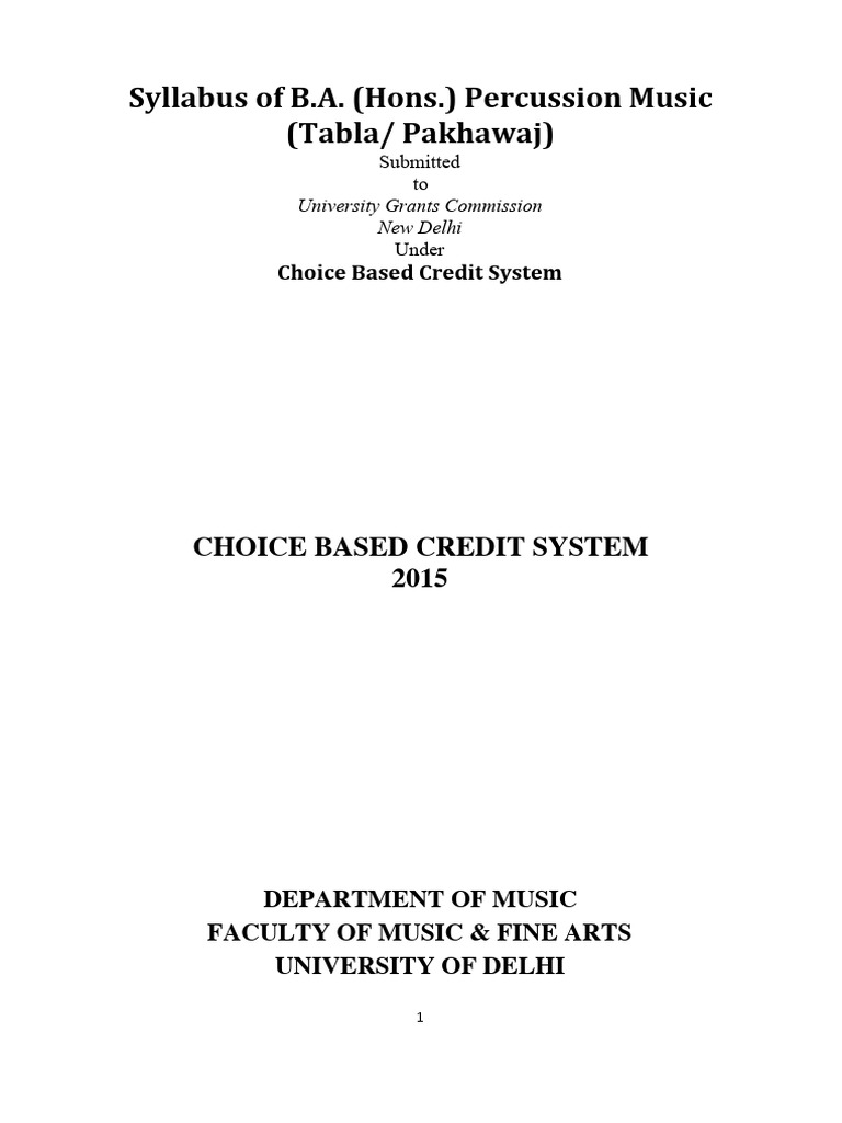 B.A. Hons. Syllabus: Percussion Music | PDF | Musicology | Classical ...