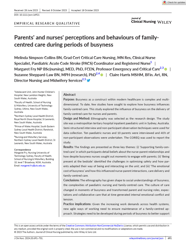 Journal of Clinical Nursing - 2023 - Simpson Collins - Parents and ...