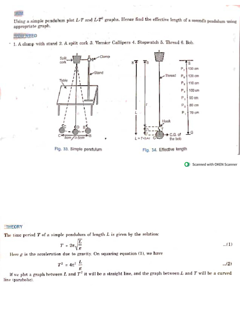 Simple Pendulum Physics Practical-1 | PDF