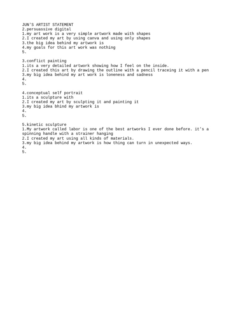 Jun's Artist Statement | PDF