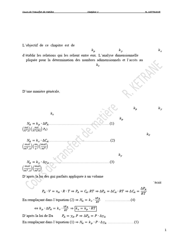 Coefficients de Transfert de Matière | PDF | La diffusion | Couche limite