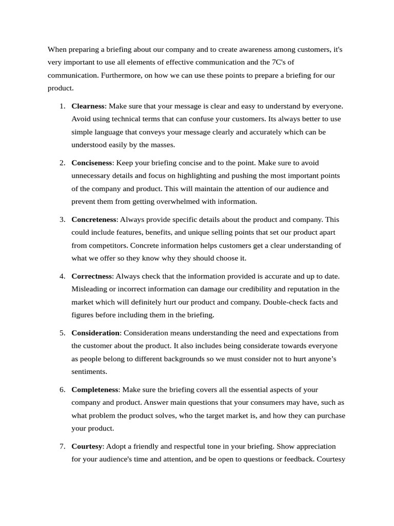 When Preparing A Briefing About Our Company and To Create Awareness ...