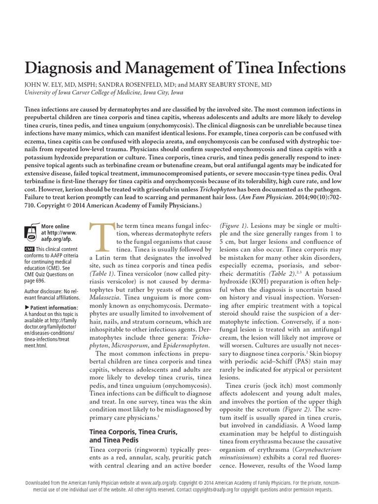 AFP Tinea Diagnosis Management 2014 | PDF | Dermatitis | Cutaneous ...