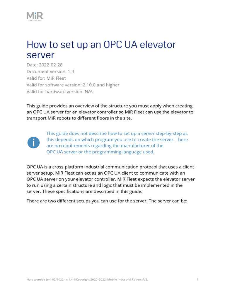 How To Set Up An OPC UA Elevator Server 1.4 - en | PDF | Parameter (Computer Programming ...