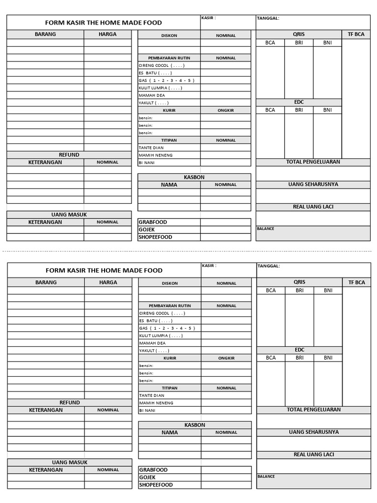 FORM KASIR APRIL 2024 | PDF