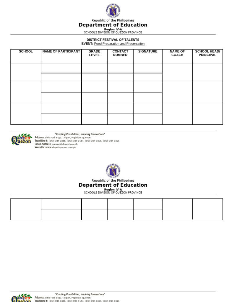 FORM-25-Registration Form FOOD PREPARATION & PRESENTATION | PDF