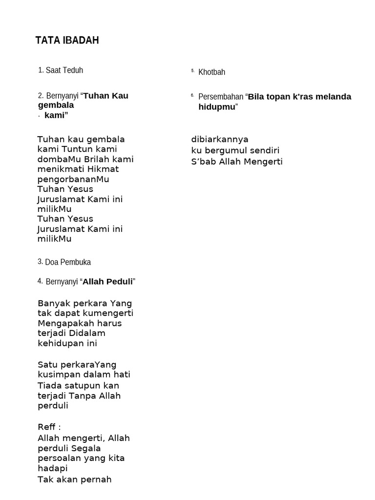 Tata Ibadah: Doa dan Nyanyian Rohani | PDF
