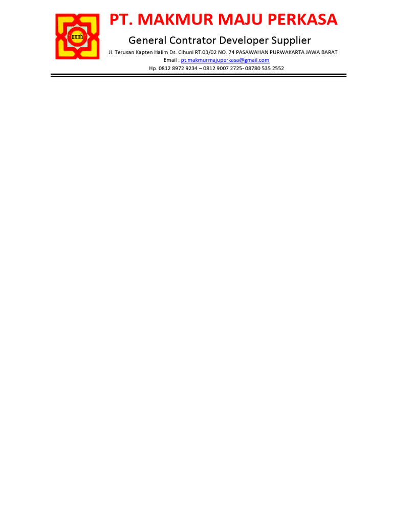 Kop Surat PT, Makmur Maju Perkasa | PDF