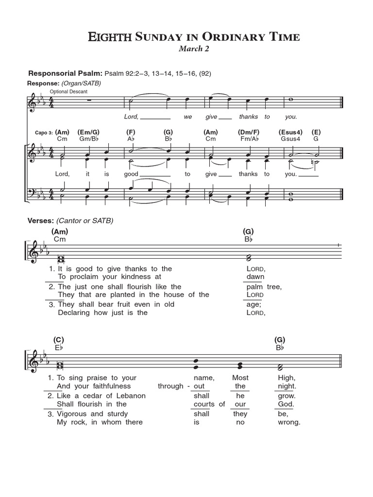 Psalm - 8th Sunday OT | PDF | Christian Worship And Liturgy | Old ...