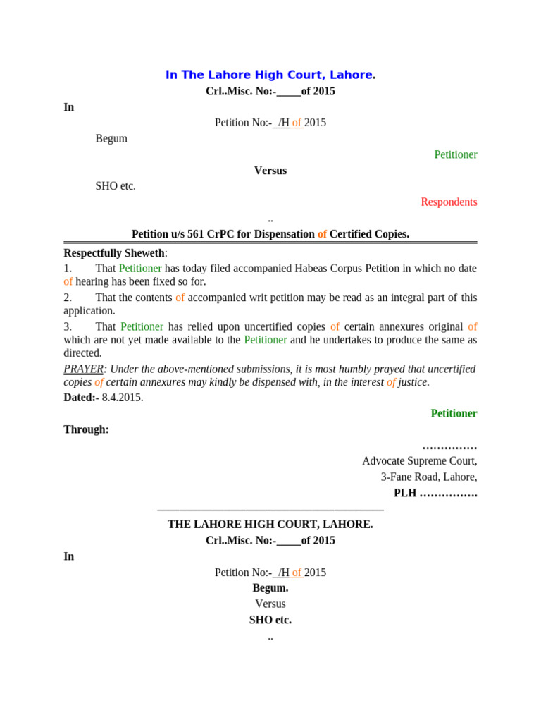 Petition for Dispensation of Copies | PDF | Affidavit | Separation Of ...
