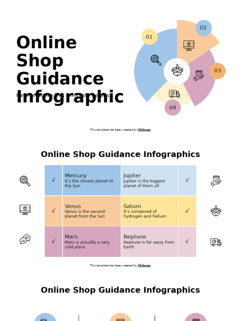 Online Shop Guidance Infographics by Slidesgo | PDF | Planets | Solar System