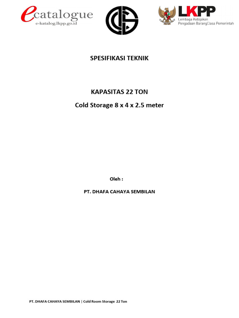 DCS Cold Storage Kapasitas 20 - 22 Ton | PDF