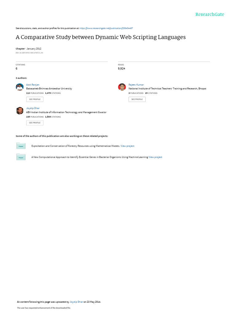 A Comparative Study between Dynamic Web Scripting Languages | PDF | World Wide Web | Internet & Web