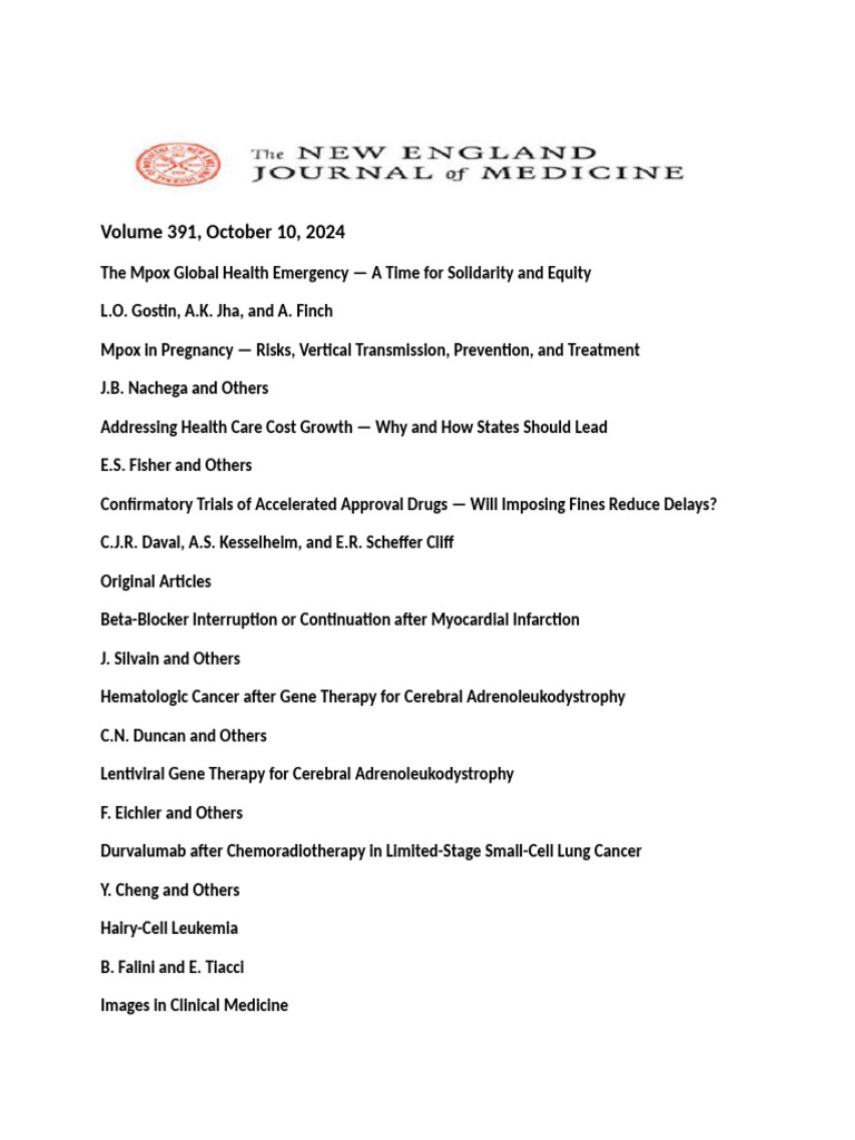 NEJM 2nd Week Oct 2024 Index11 | PDF