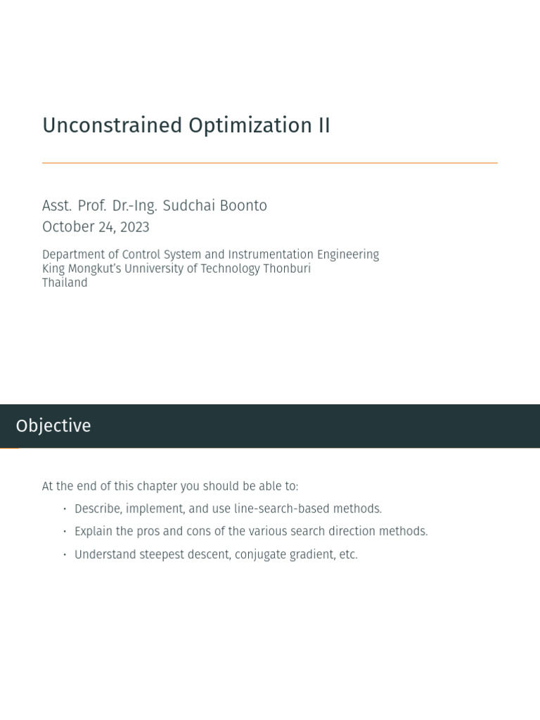 Lecture8 UnconstrainedII 2023 | PDF | Mathematical Analysis | Applied Mathematics