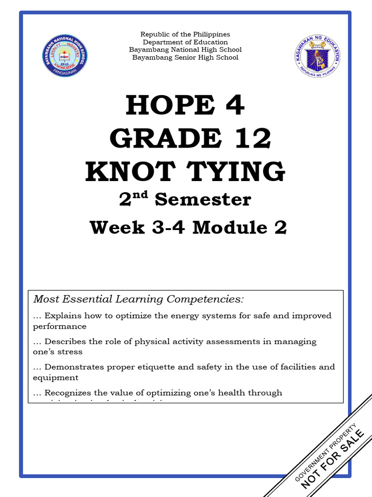 HOPE-4-Module-2-KNOT-TYING-1 (1) | PDF | Knot | Scoutcraft
