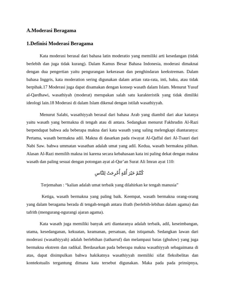 Prinsip Moderasi Beragama dalam Islam | PDF