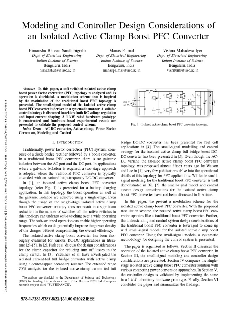 Modeling and Controller Design Considerations of An Isolated Active ...