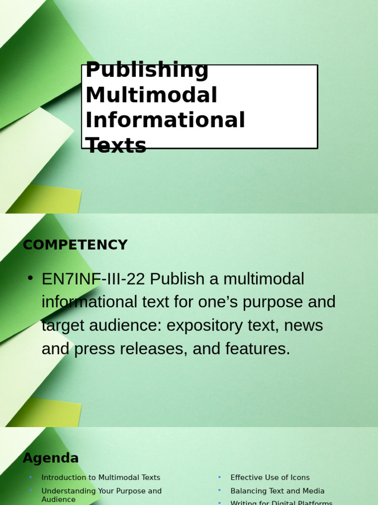 Eng 7 q3 22 Publish A Multimodal Informational Text For One's Purpose ...