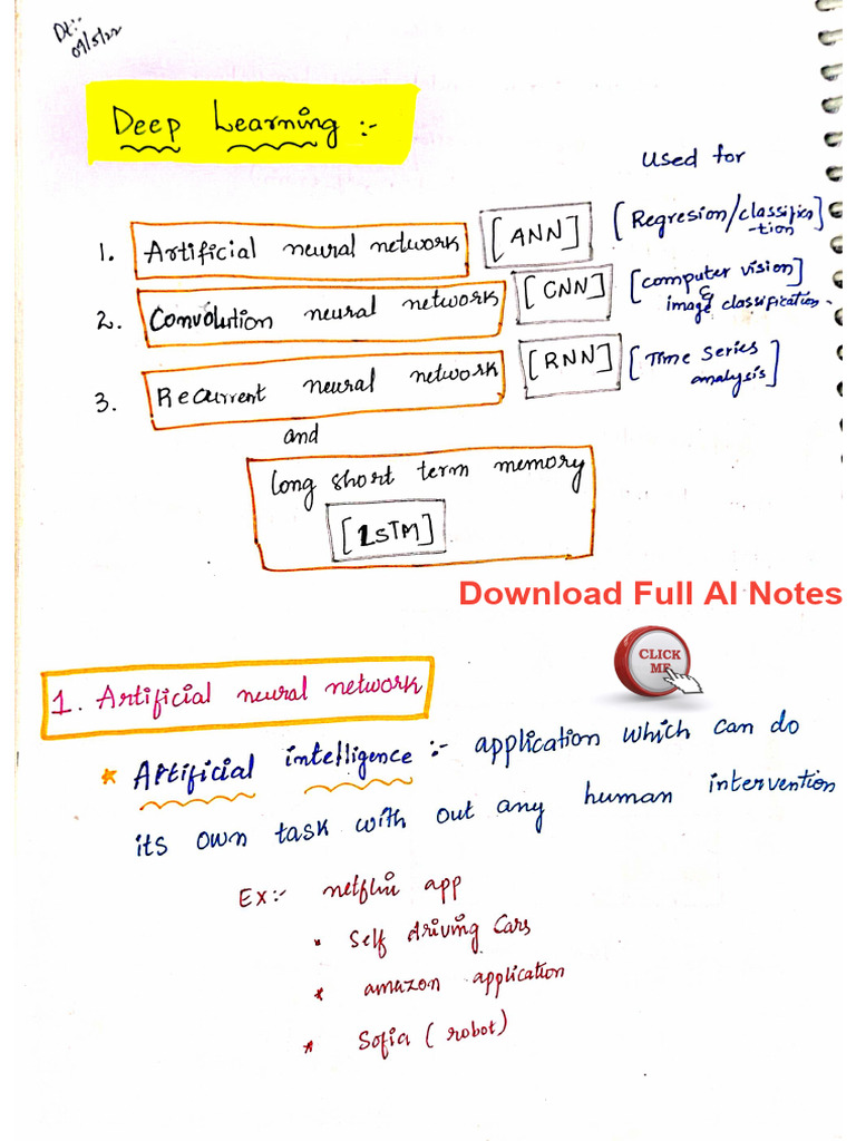 Deep Learning Handwritten Notes Part 01 1736229771 | PDF