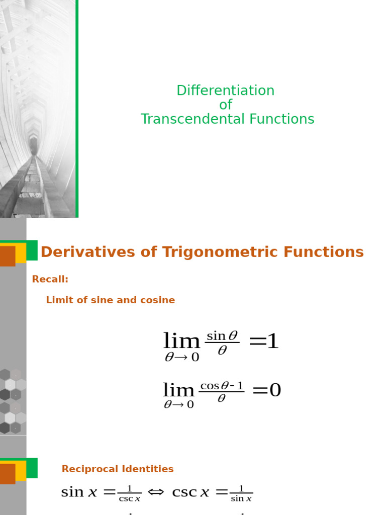 8.differentiation of Transcendental Functions | PDF | Trigonometric ...