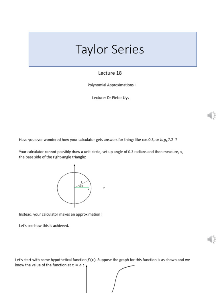 Lecture 18 Polynomial Approximations I | PDF | Slope | Tangent