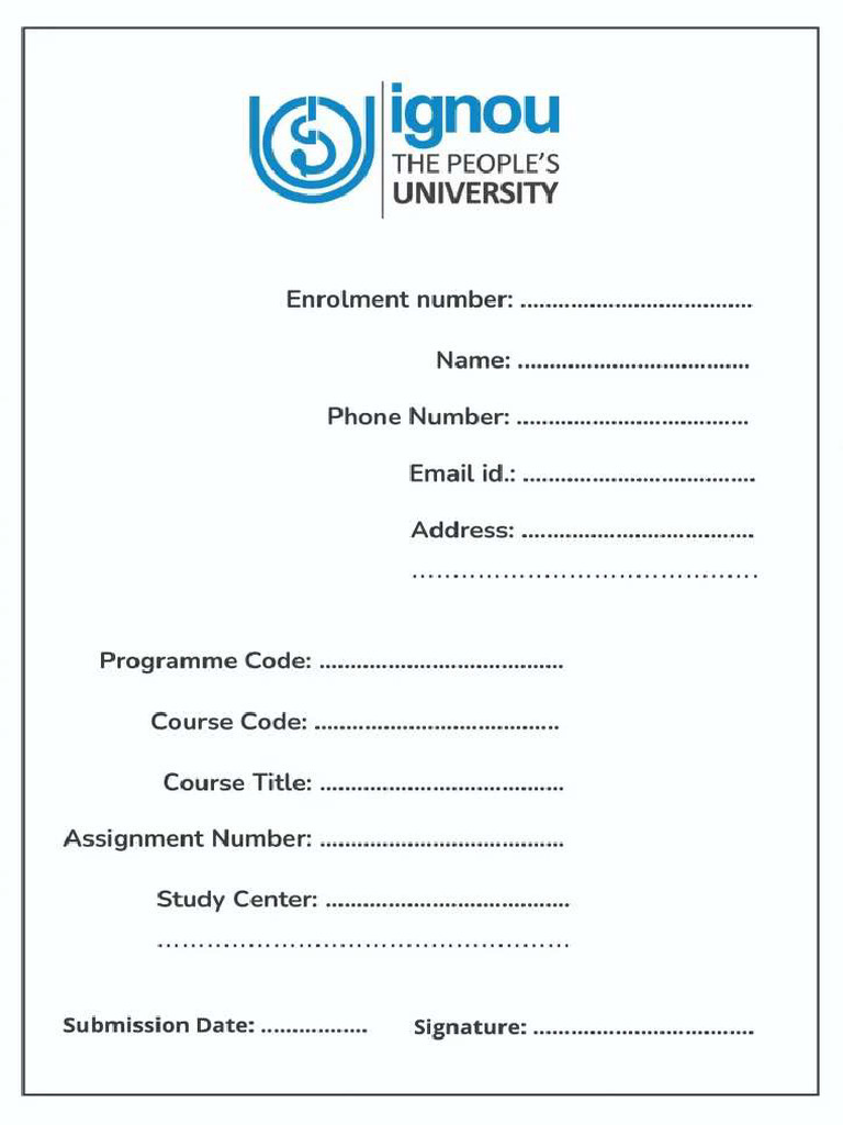 Ignou - Assignment Cover Page 2802 | PDF
