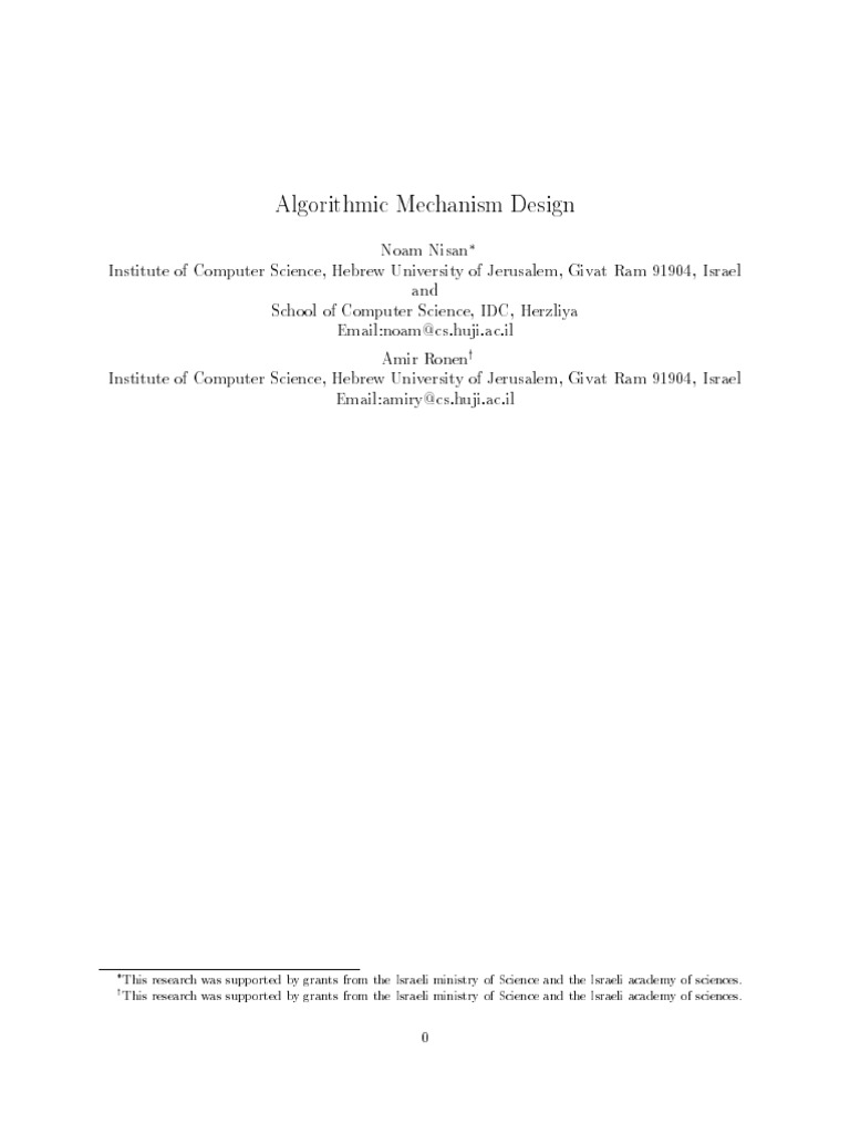 Algorithmic Mechanism Design | PDF | Quality Of Service | Computer Science