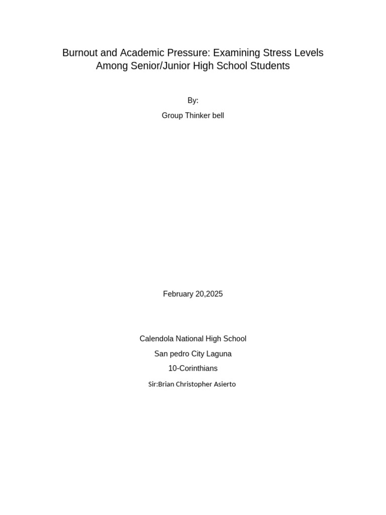 Burnout and Academic Pressure | PDF | Occupational Burnout | Stress (Biology)