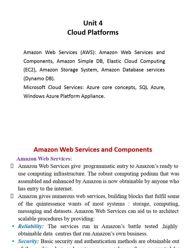 CC Unit 4.pptx | PDF | Microsoft Azure | Cloud Computing