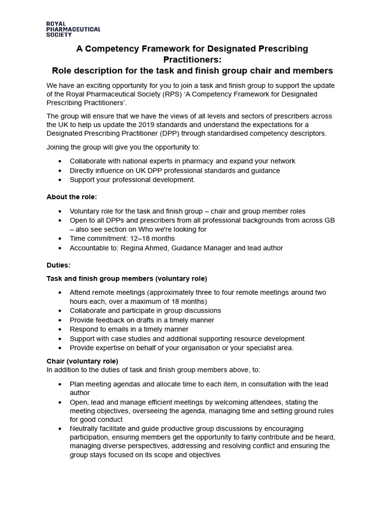 Role Description For Panel and Chair Positions - DPPCF FINAL | PDF ...
