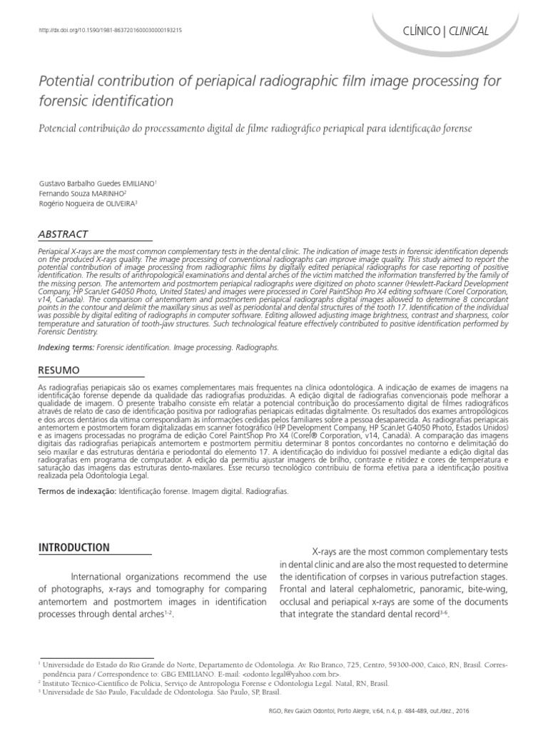 Potential Contribution of Periapical Radiographic Film Image Processing ...