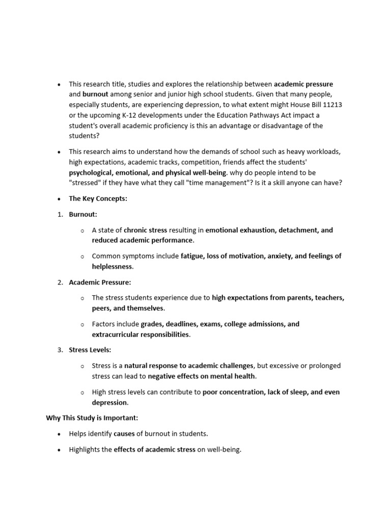 Academic Pressure and Student Burnout | PDF