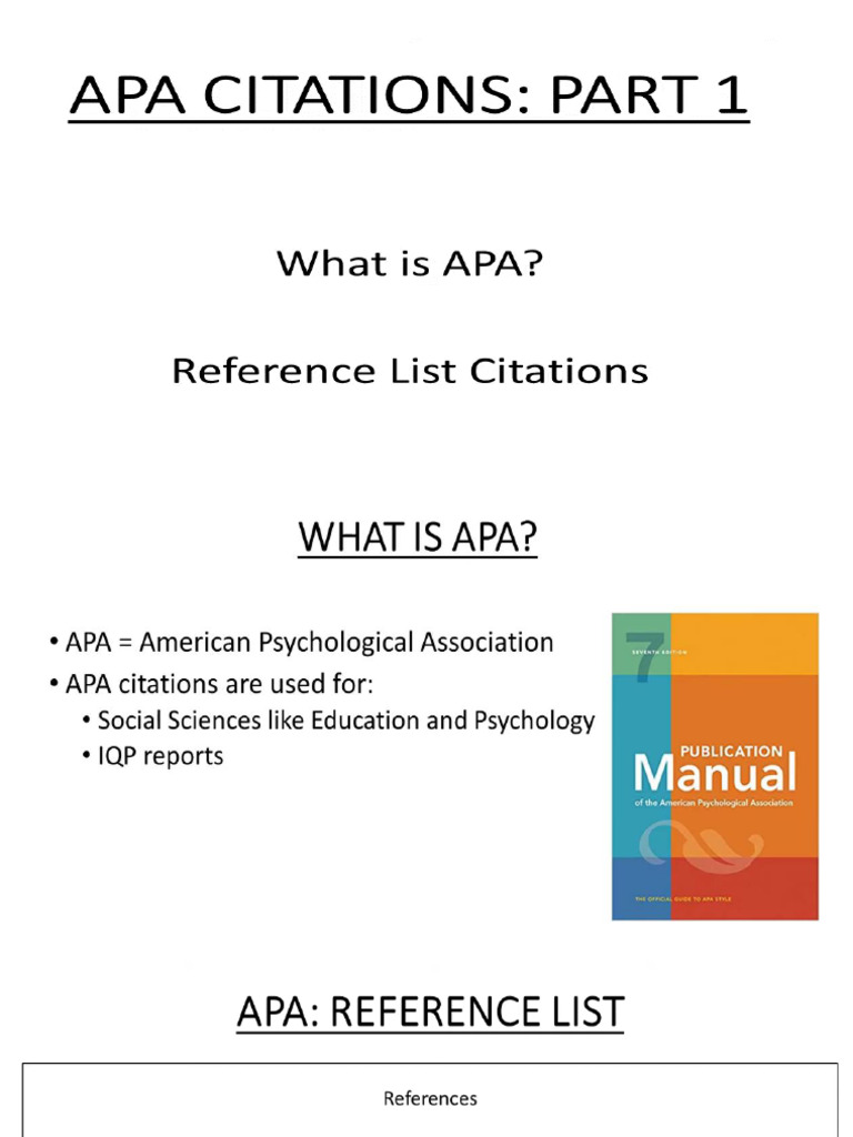 Apa Tutorial For Reference List and in Text Citations | PDF