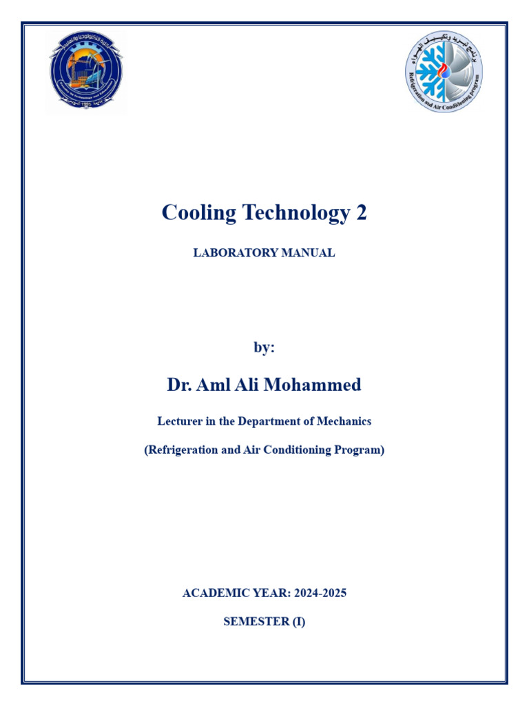 Cooling Tech 2, LAB MANUAL | PDF | Refrigerator | Air Conditioning