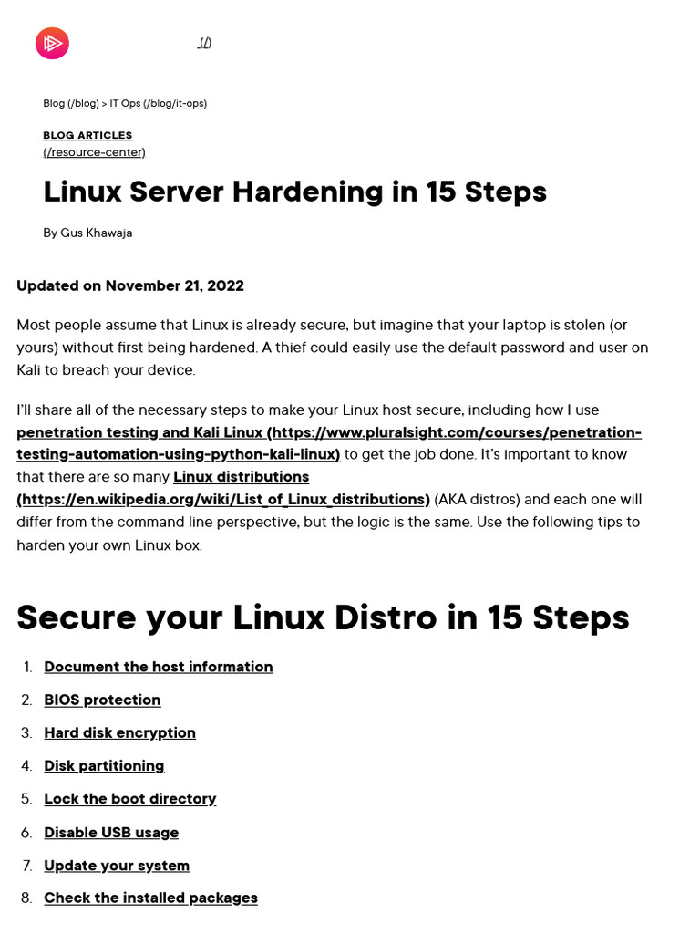 Linux Hardening | PDF | Bios | Linux Distribution